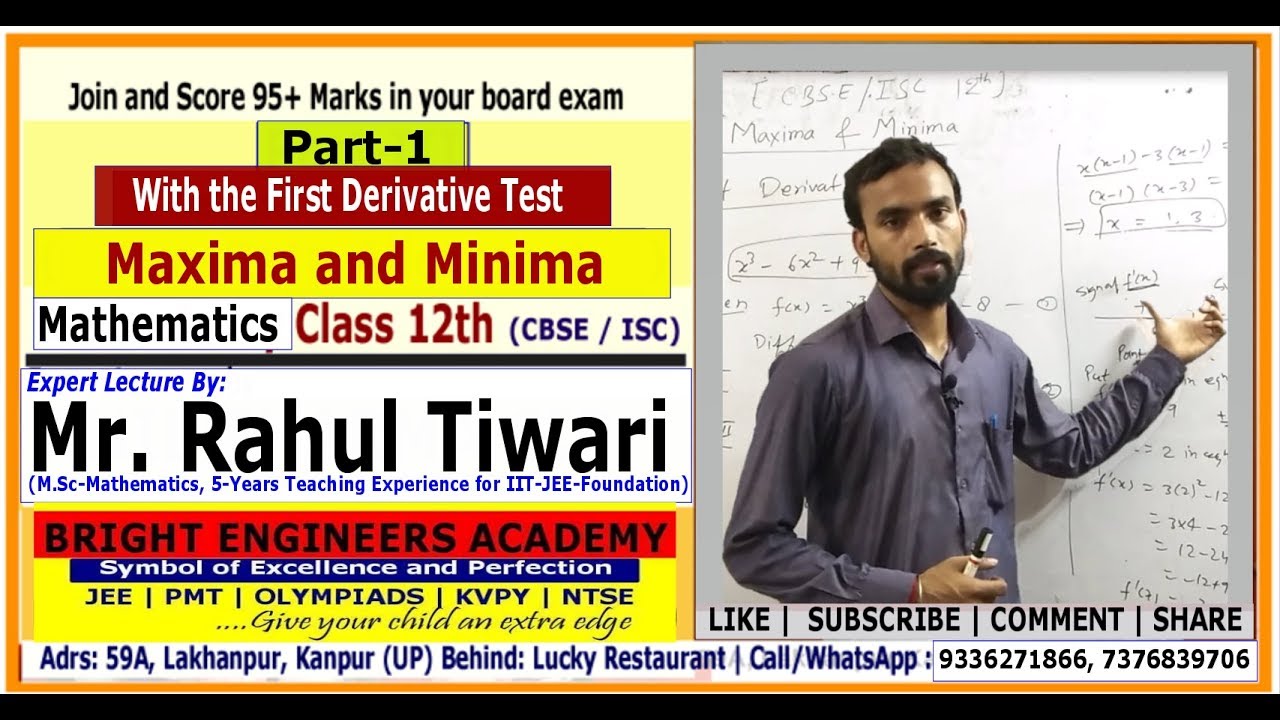 The First Derivative: Maxima and Minima | CLass 11 &12 | IIT JEE | by ...