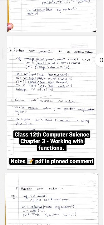 Class 12th Computer Science Chapter 3 - Working with functions। Notes ...