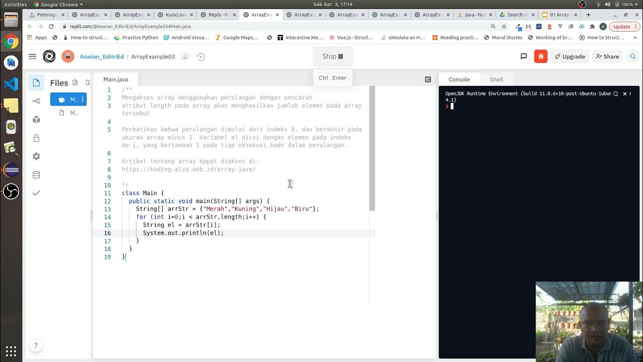 Pemrograman Java: Array Bagian 02 - Contoh perulangan pada array - YouTube