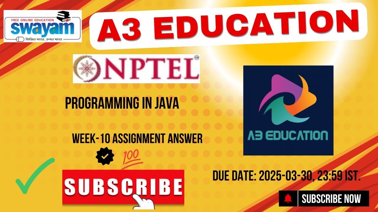 Nptel Programming In Java Week 10 Assignment Answers Solution Quiz 2025 Jan Youtube