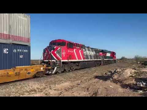 INTERMODAL MEXICO-MEXICALI NORTE CON CHASIS DE CARRO 🚗 AL FINAL DEL TREN 🚂 - YouTube