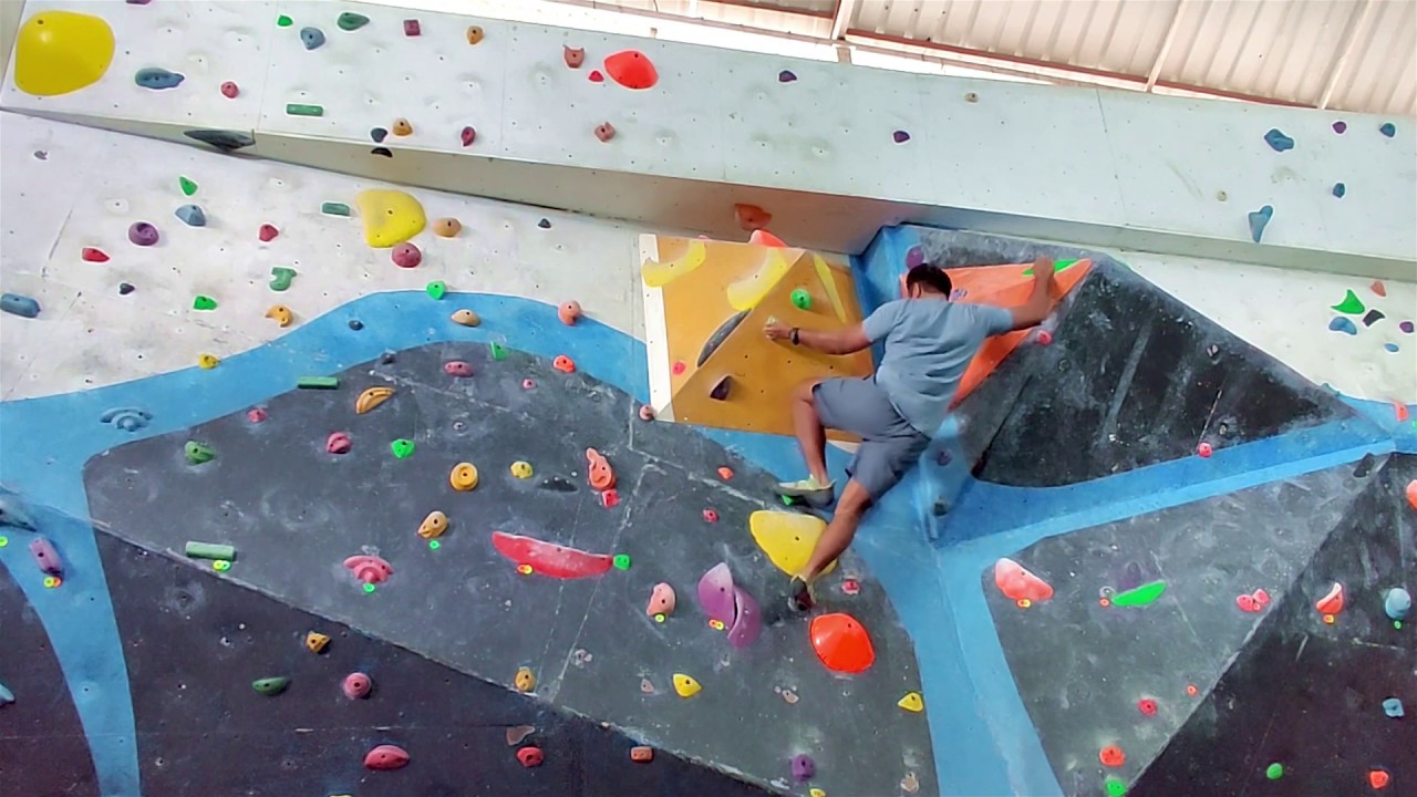 Indoor Climbing - negotiating a v5 route. - YouTube