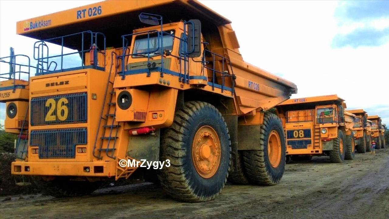 BIG Truck BELAZ Transporting Material And Loading By Komatsu PC3000 ...