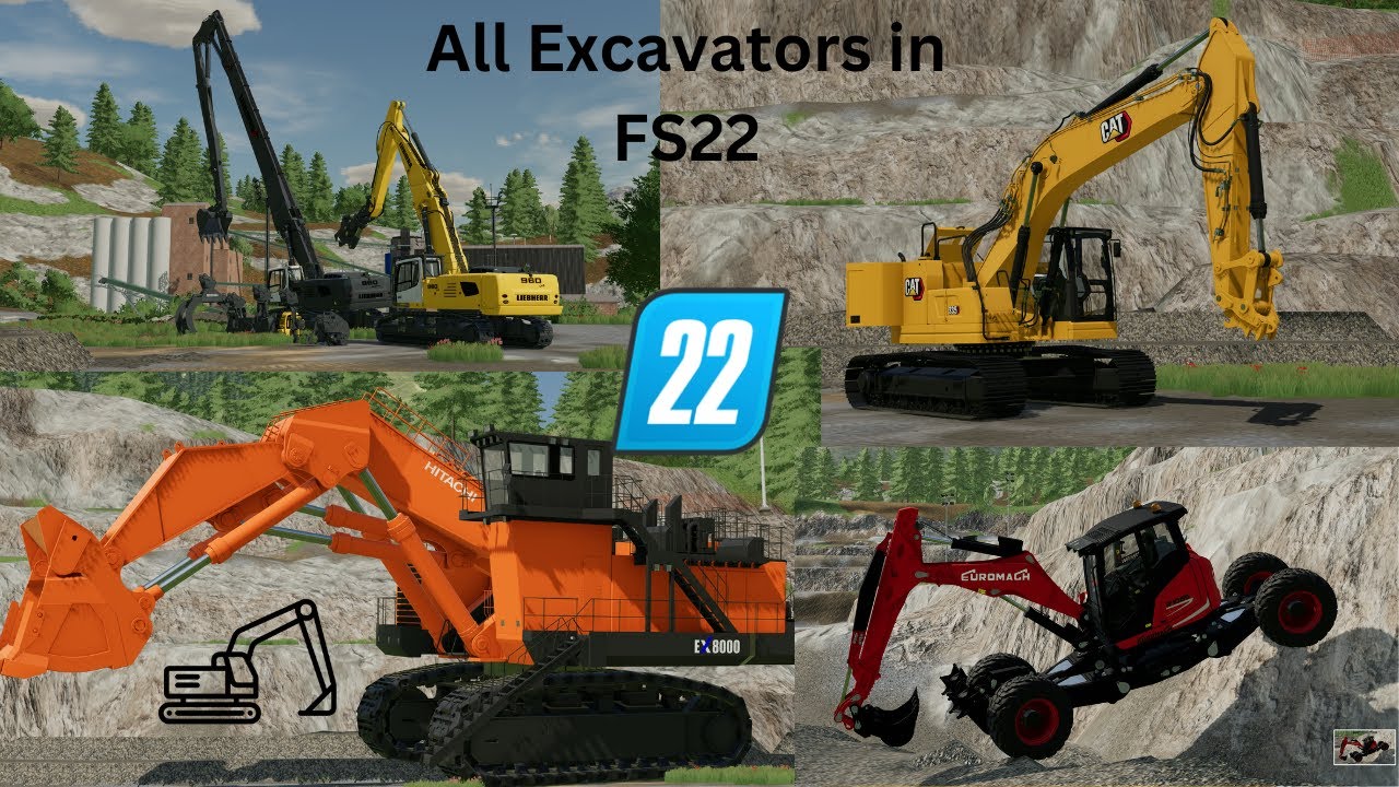 ALL Excavators in FS22 incl. DOWNLOAD LINKS! 😱 - YouTube