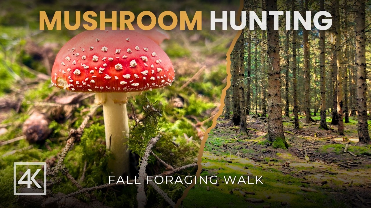 Fall Mushroom Foraging Walk | Nature Sounds for Sleep and Study | 4K ...