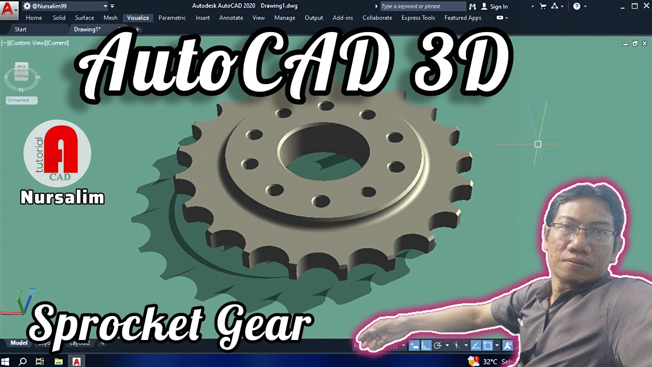 autocad 3d, autocad courses, sprocket gear. #autocad3d - YouTube