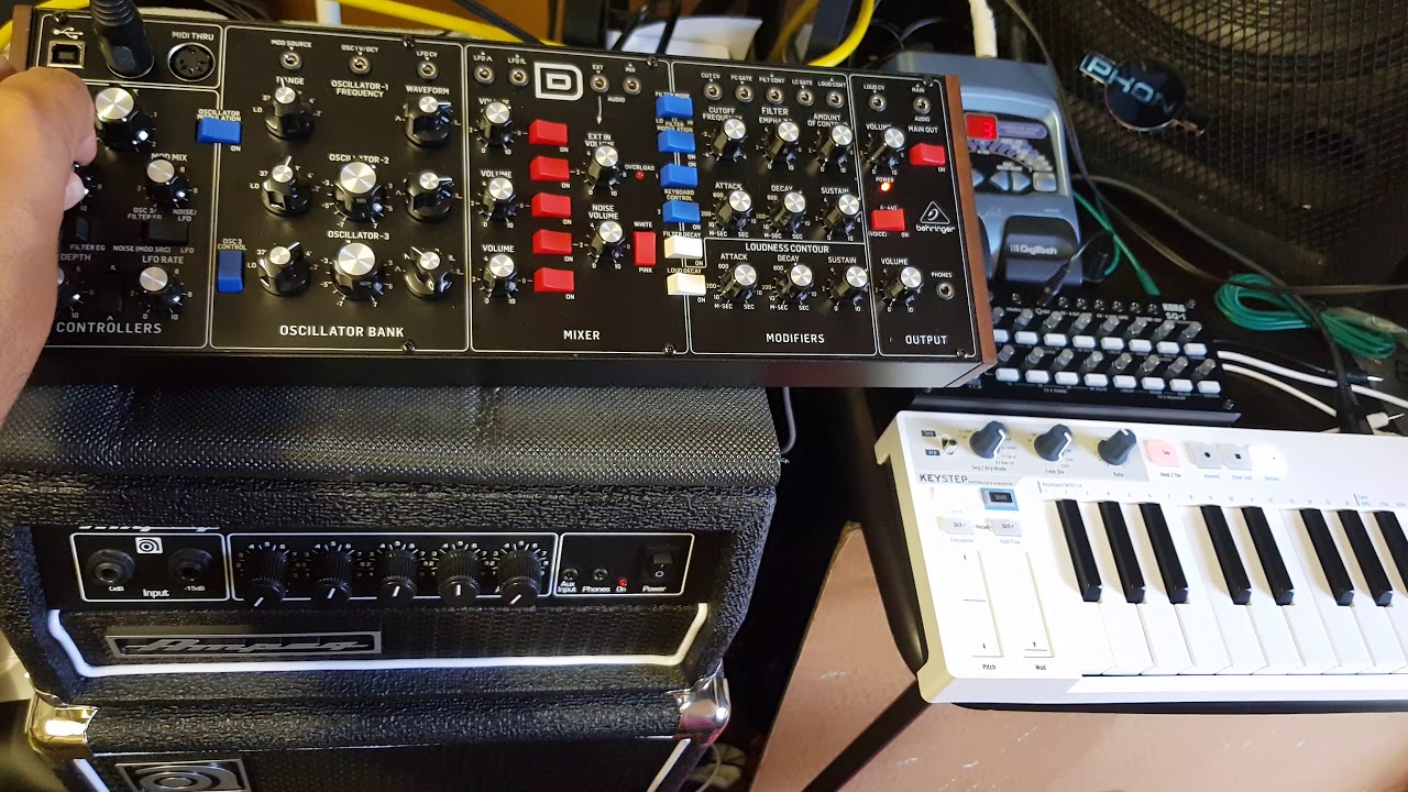 Behringer Model D - Arturia Key Step - Digitech BP 50 - YouTube