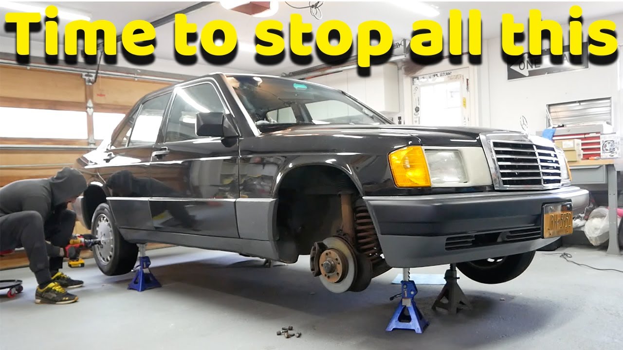 How to replace brakes on a Mercedes 190e w 201 - YouTube