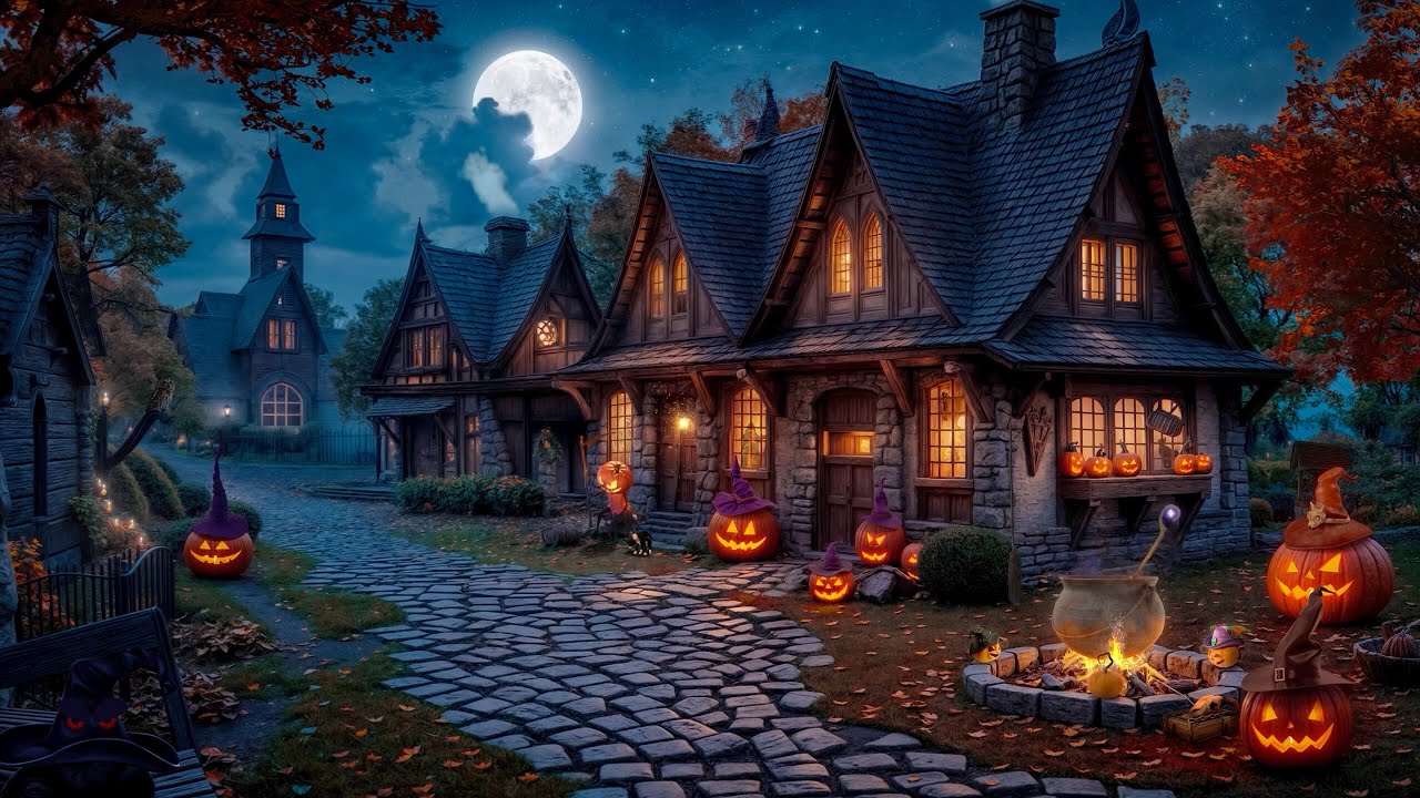 Cozy Autumn Witch's Village Ambience with Relaxing Crackling Fire ...