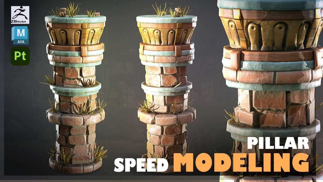 Stylized Pillar 3D Model in Autodesk Maya 2025, Zbrush, and Substance Painter - YouTube