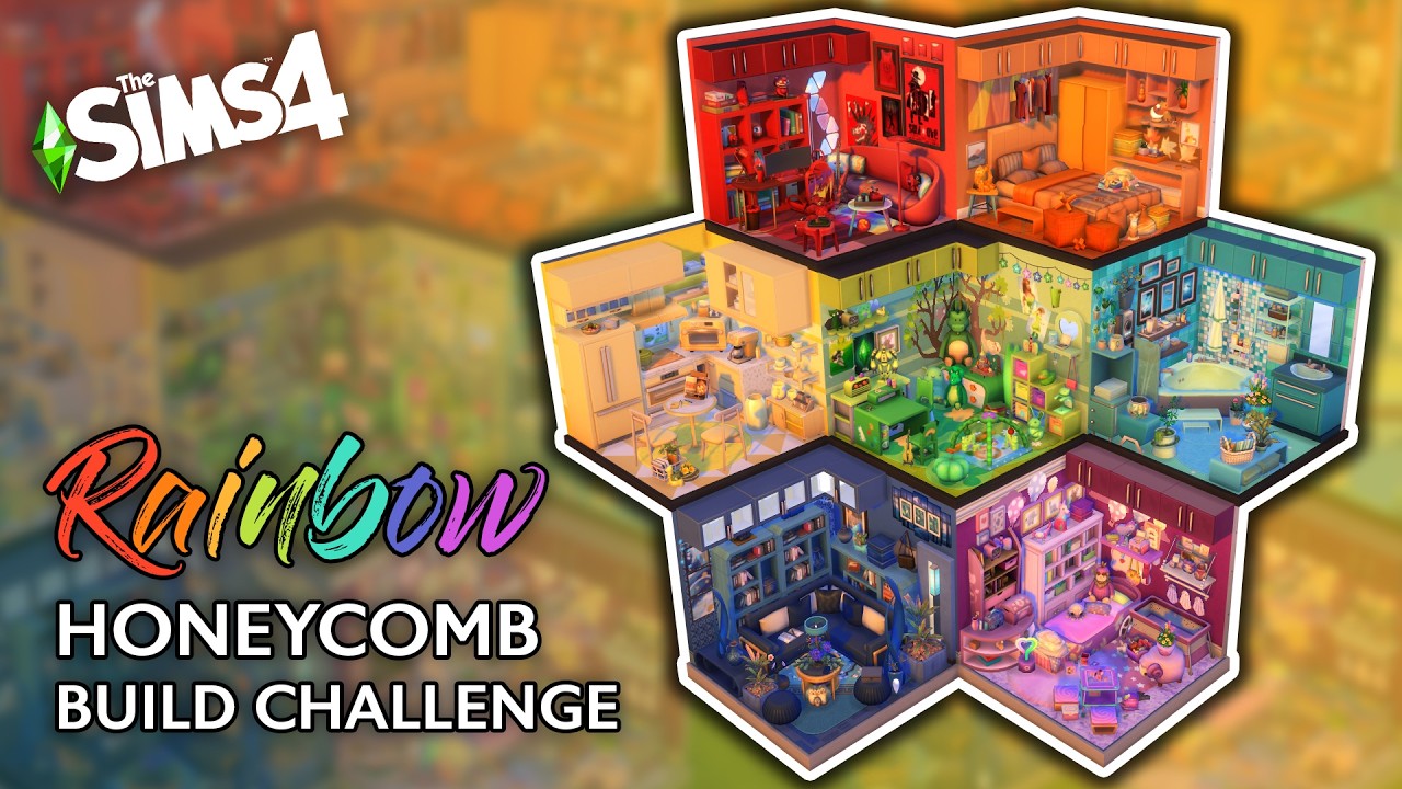 Rainbow Honeycomb Build Challenge! | The Sims 4 Stop Motion Speed Build ...