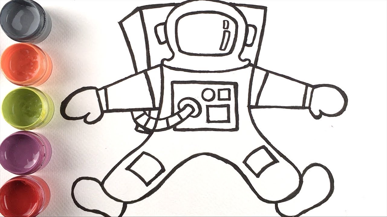 How to draw and paint an astronaut for kids toddlers children - YouTube