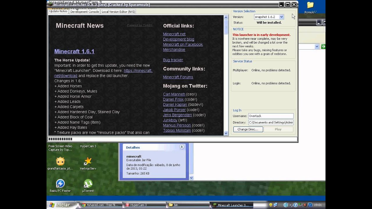Como baixar e instalar minecraft (1.6.1)(1.6.2) (primeira video aula ...