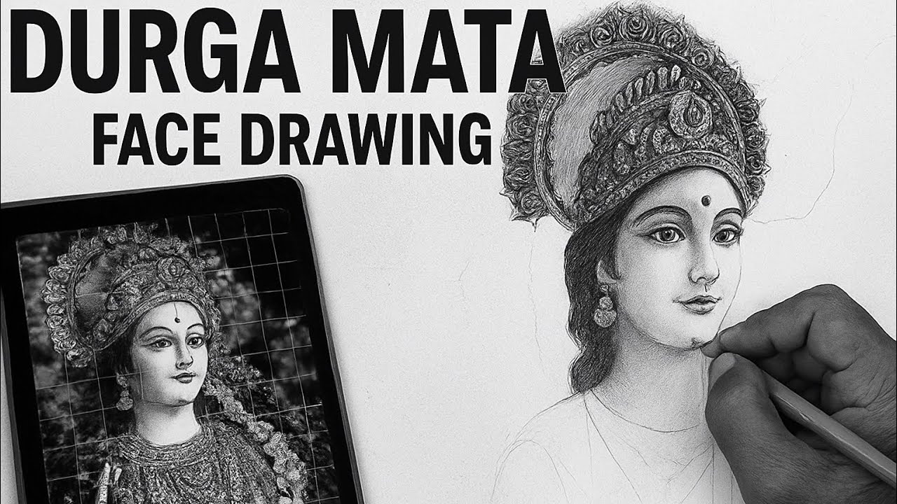 Durga Mata Face Drawing Part 3 | Step by step Durga Maa Sketch Tutorial ...