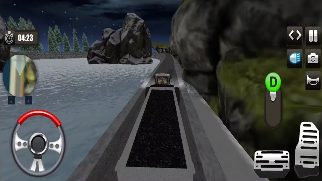 tractor Trolley simulator || hill road driving night and coal transport ...