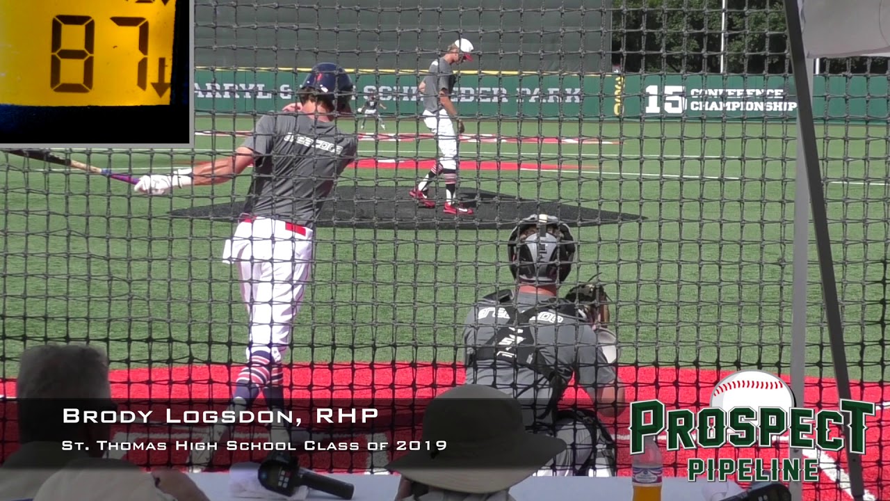Brody Logsdon Prospect Video, RHP, St THomas High School Class of 2019 ...
