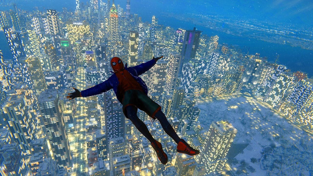 Spider-Man Miles Morales - Parkour Jump Off The Building (Night City ...