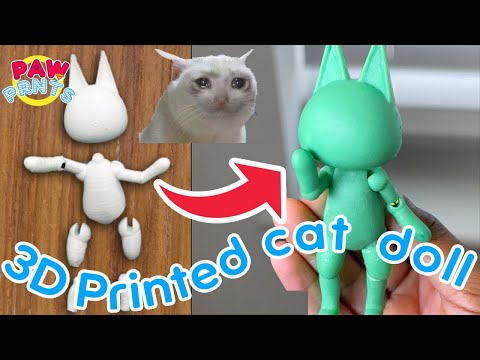 3D PRINTED KITTY CAT DOLL | Ball Jointed Doll BJD Doll Stringing Tutorial