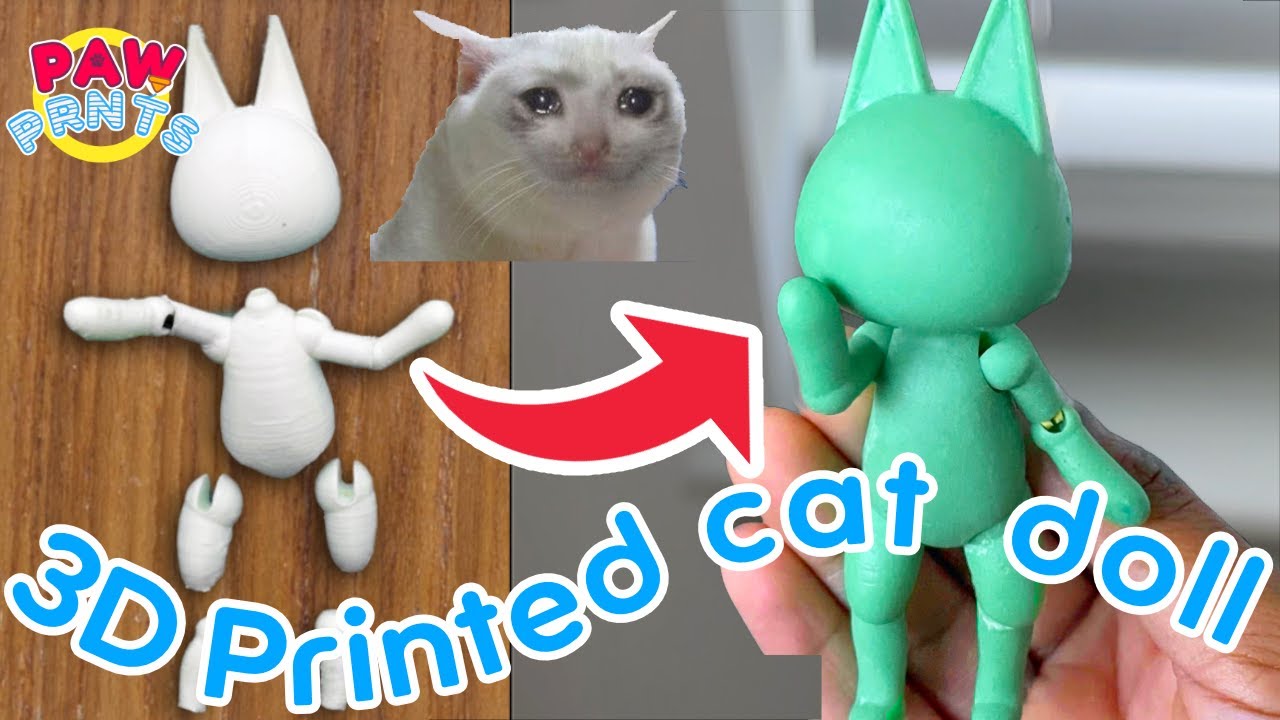 3D PRINTED KITTY CAT DOLL | Ball Jointed Doll BJD Doll Stringing ...