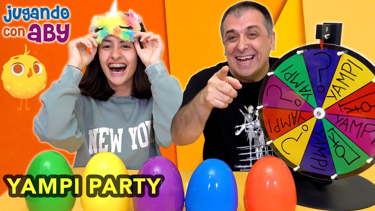 El YAMPI PARTY más divertido. RETOS vs REGALOS sorpresa para ABY. - YouTube