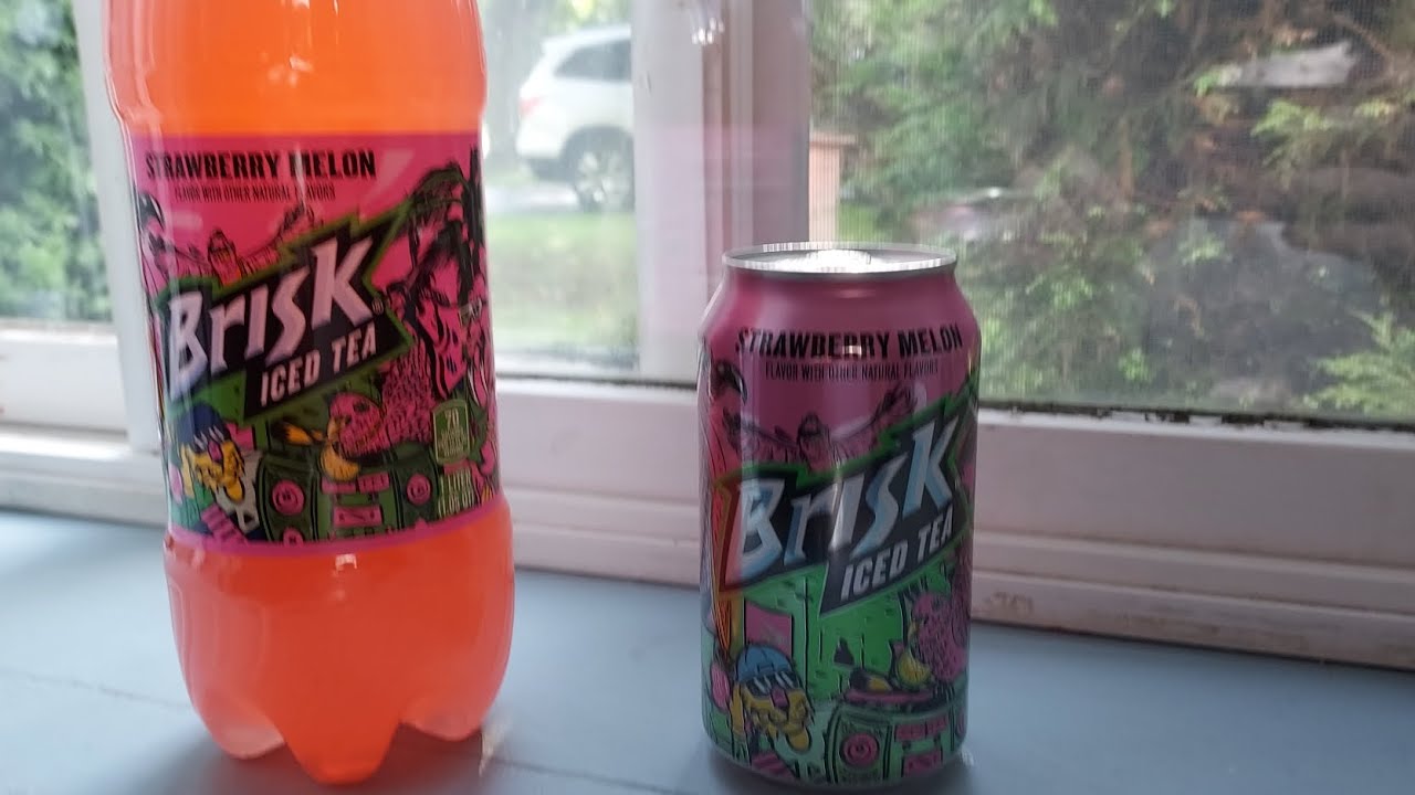 Brisk Strawberry Melon Iced Tea In A Can Vs A Bottle - YouTube