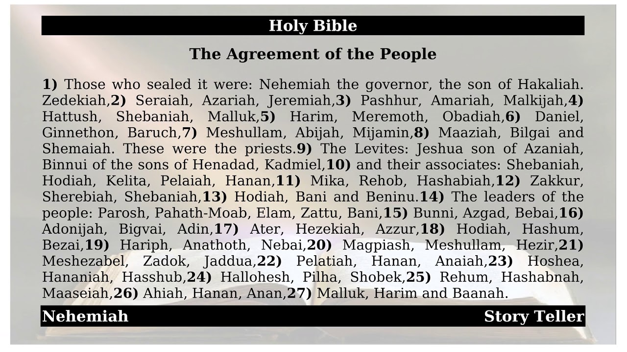 Nehemiah - Chapter 10 - The Agreement of the People | The Holy Bible ...