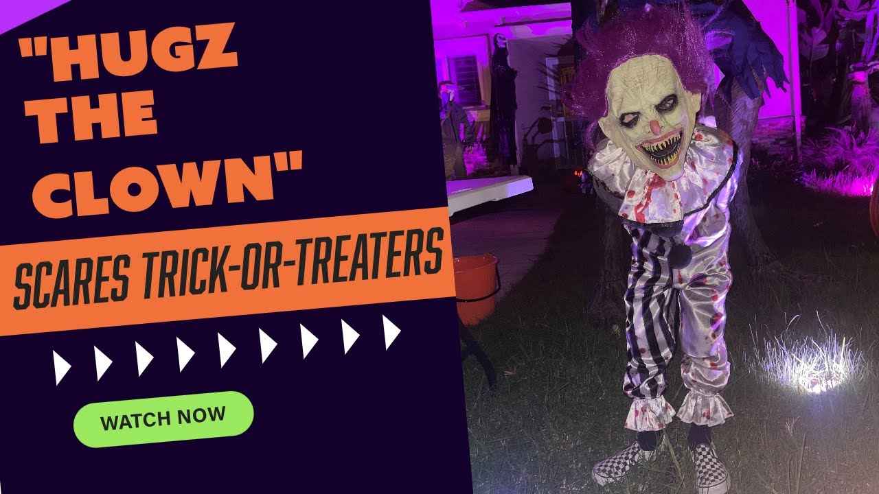 JAKE-A-TRONIC aka "Hugz the Clown" Scares Trick-or-Treaters - YouTube