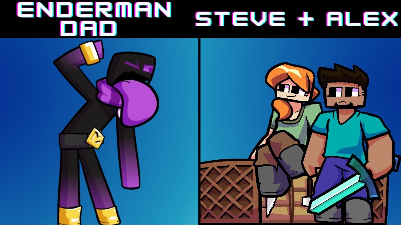 NEW Friday Night Funkin' - Steve + Alex VS Enderman Dad (Minecraft ...