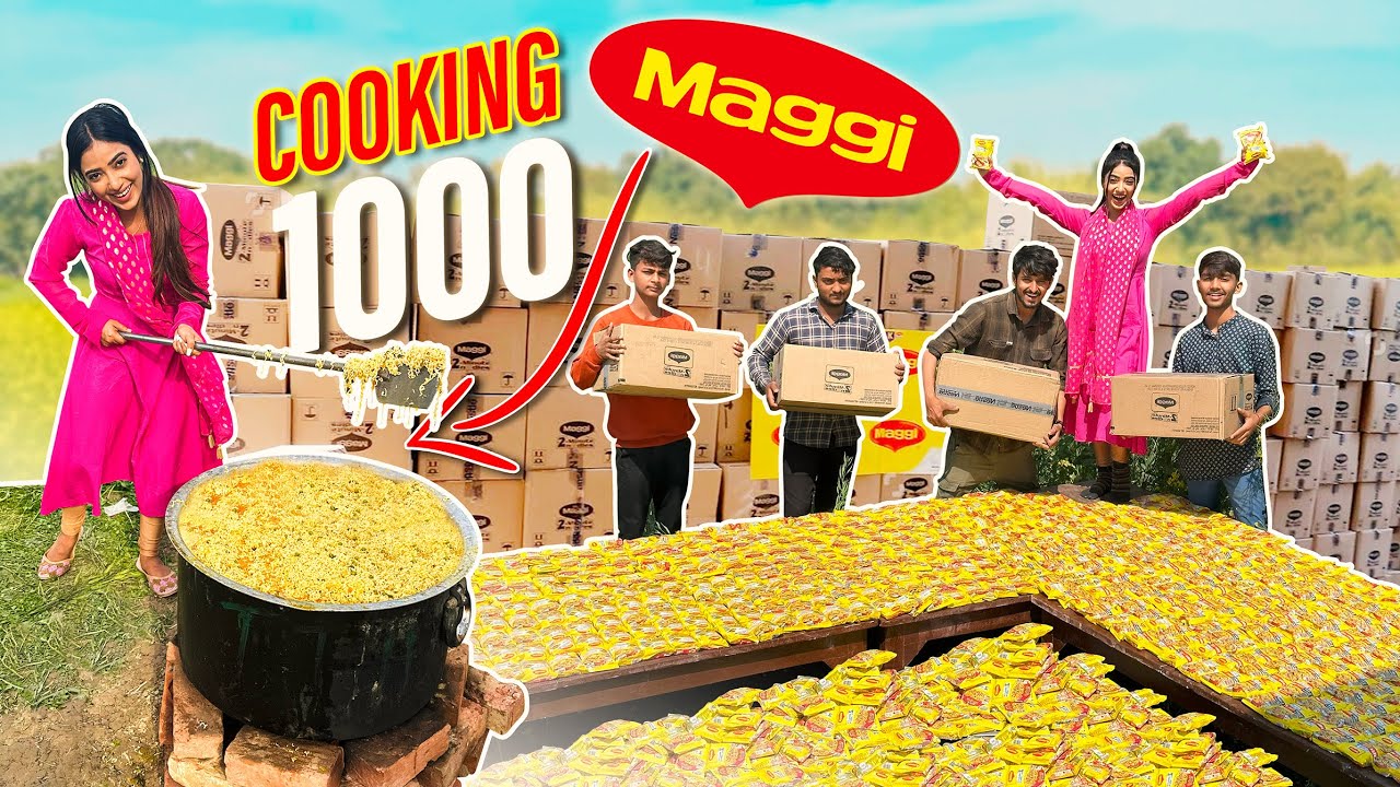 1000 Packet Maggi Noodles Cooked By Muskan Sharma | Village Style ...