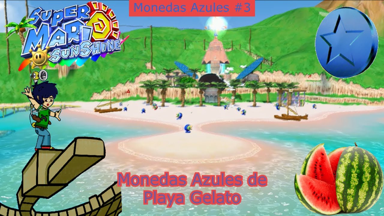 Super Mario Sunshine Todas las Monedas Azules de Playa Gelato - YouTube
