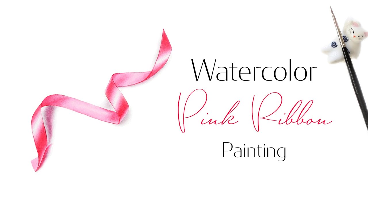 Watercolor pink ribbon painting tutorial 🎗Calming and relaxing art ...