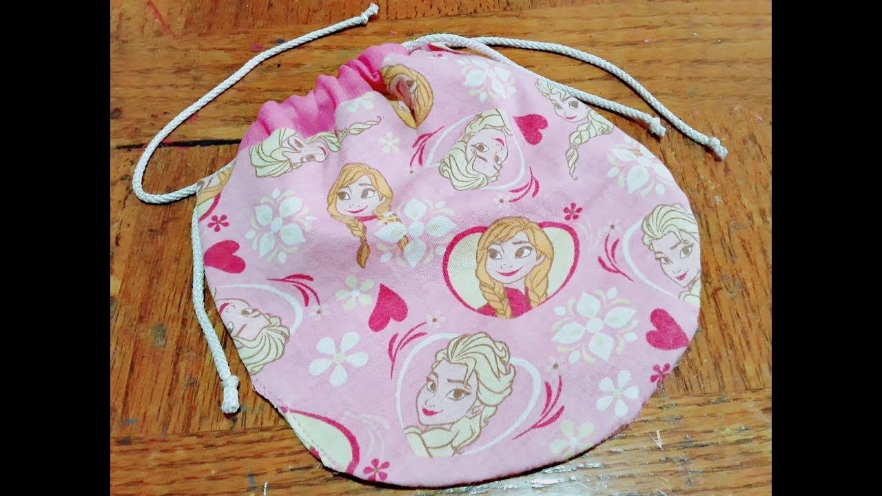 DIY Lining Round Drawstring Pouch - YouTube