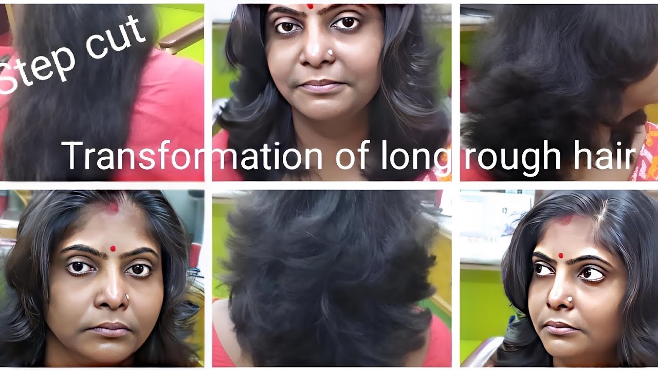 How to cut long and rough hair ? Tutorial on Step hair cut 💇‍♀️💇‍♀️ - YouTube