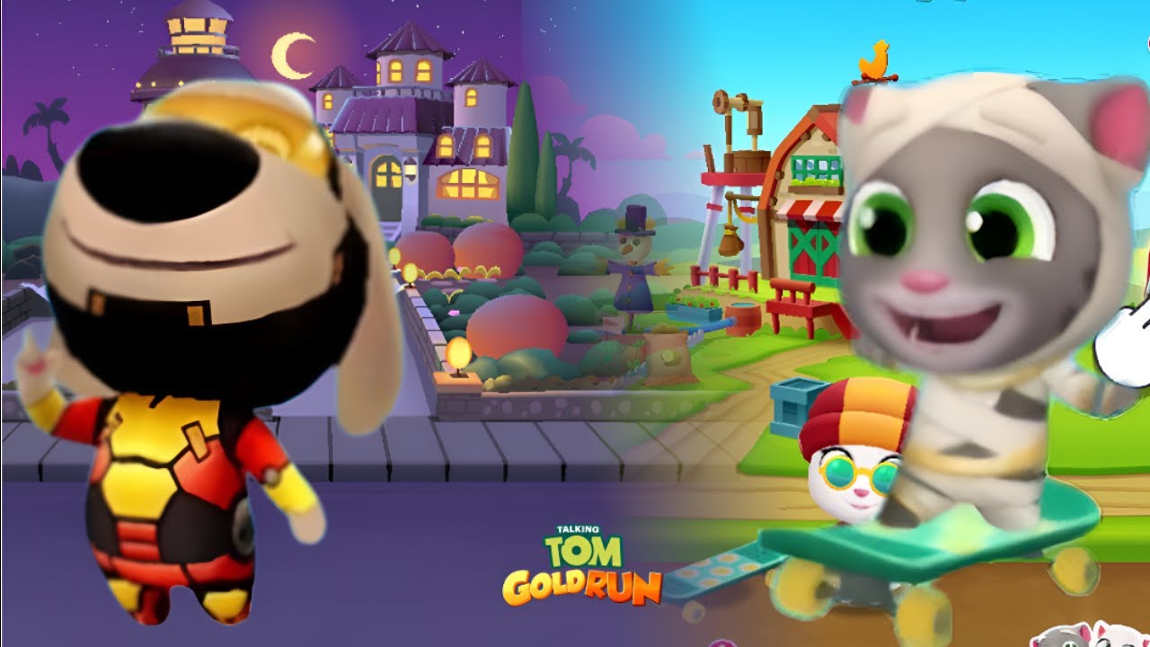 Talking Tom Gold Run - Iron Ben VS Mummy Tom with Skaterboad Christmas ...
