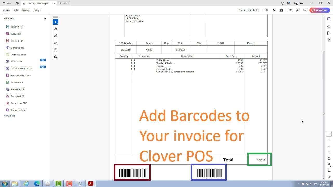 Add a barcode to your invoice for your Clover device - YouTube