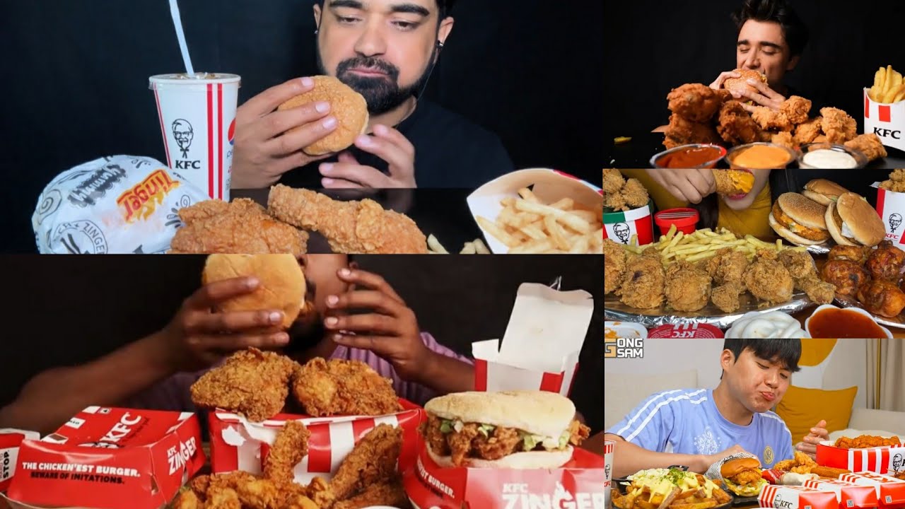 FOOD MUKBANG| EATING KFC CHICKEN, KFC BURGER, KFC SHAWARMA, COKE ...