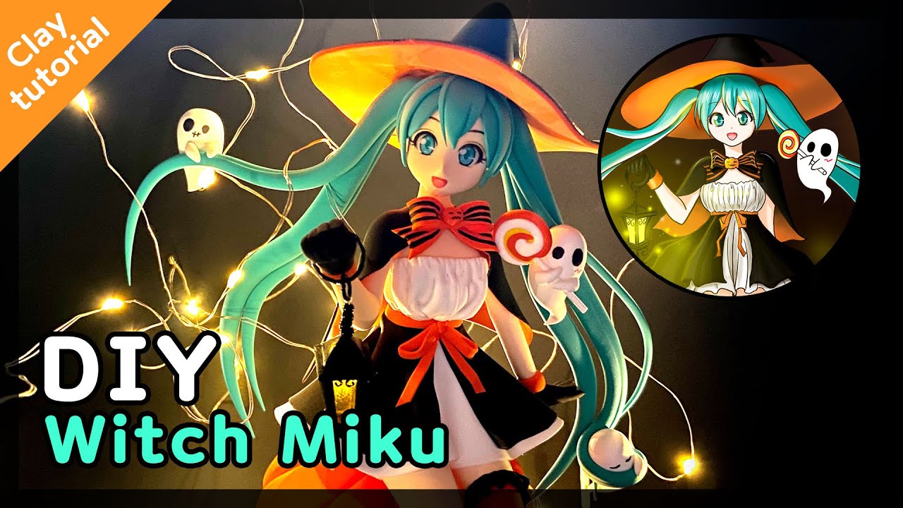 Hatsune Miku Witch Figure DIY! (Air Dry Clay / Tutorial) | 마녀 하츠네 미쿠 아이 ...
