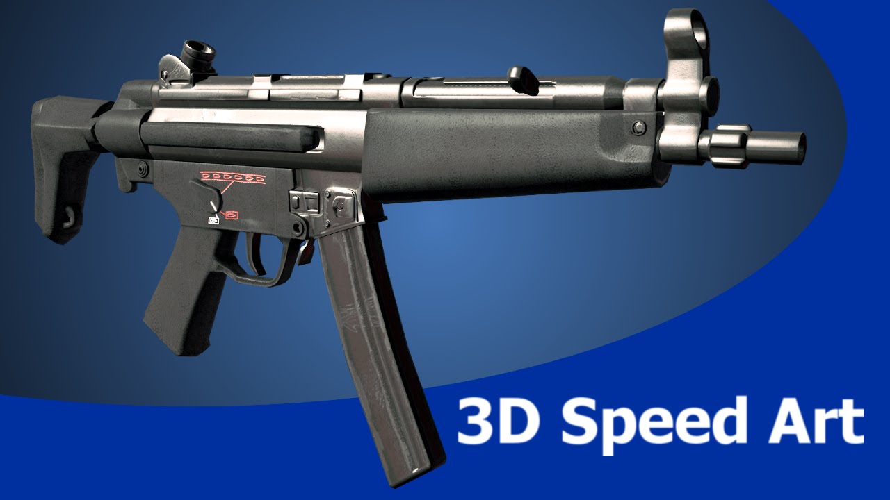 MP5 Sub-Machine Gun - 3D Speed Art | Blender3D & GIMP - YouTube