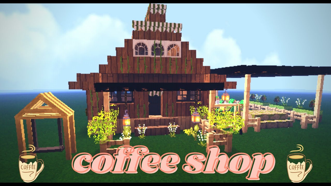 ☕ {mcpe} cottagecore coffee shop aesthetic minecraft 🍮{speedbuild ...
