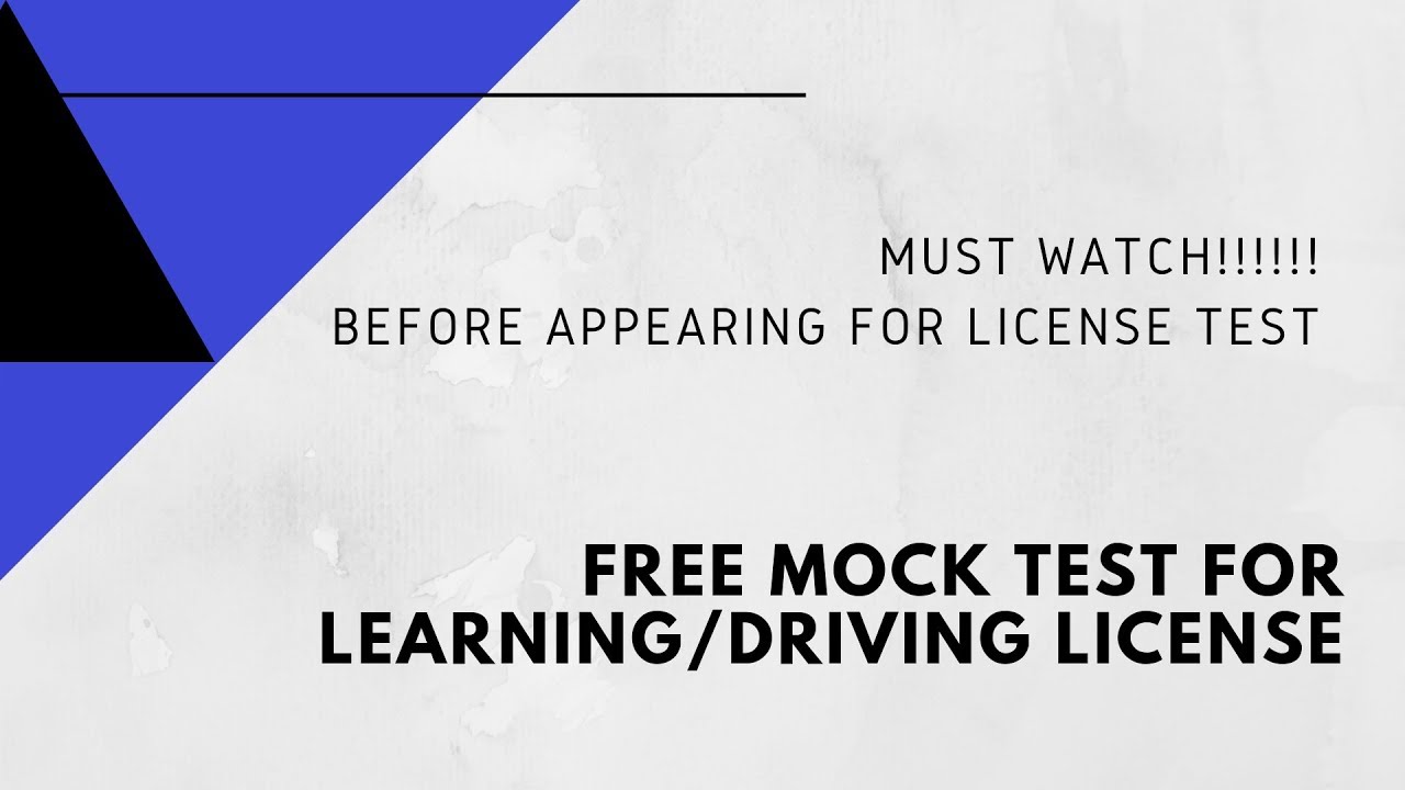 Mandatory Learning License Mock Test !!! - YouTube