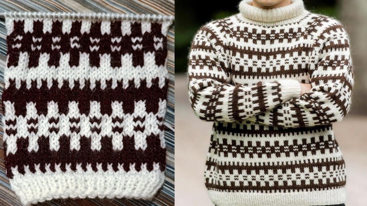 Knitting Graph Pattern #222 | Gents Sweater Pattern Two Colour - YouTube