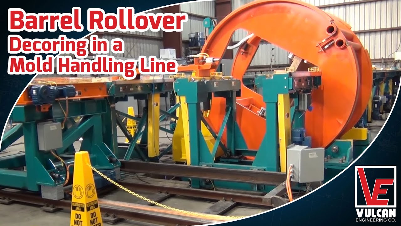 Barrel Rollover - Decoring in a Mold Handling Line - YouTube