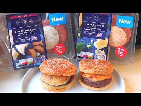 NEW ASDA Extra Special 2 BEEF BURGERS Truffle & Parmesan & Monteray ...
