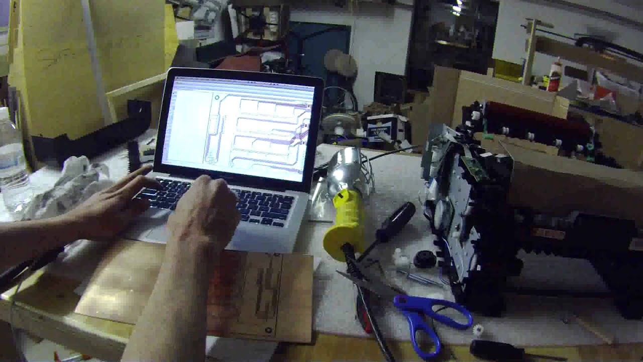 hacked laser printer: printing directly on copper - YouTube
