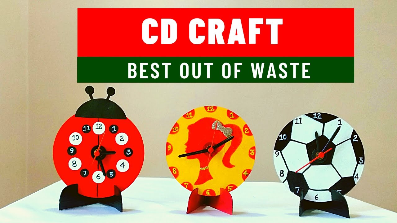 3 Easy Old CD Craft Ideas/DIY CD Clock/Best Reuse Idea out of Waste CD ...