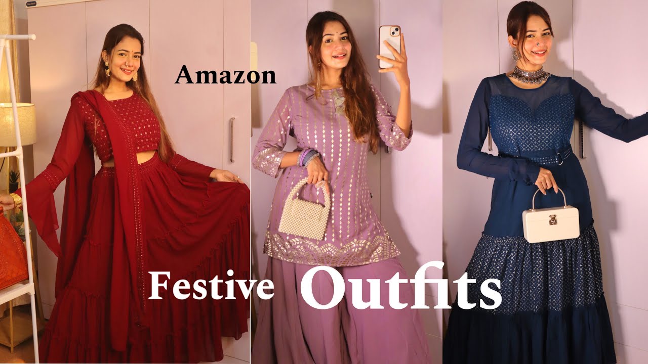 Amazon Festive Wear Haul|Heavy Kurta sets, Ready to wear Lehenga Choli ...