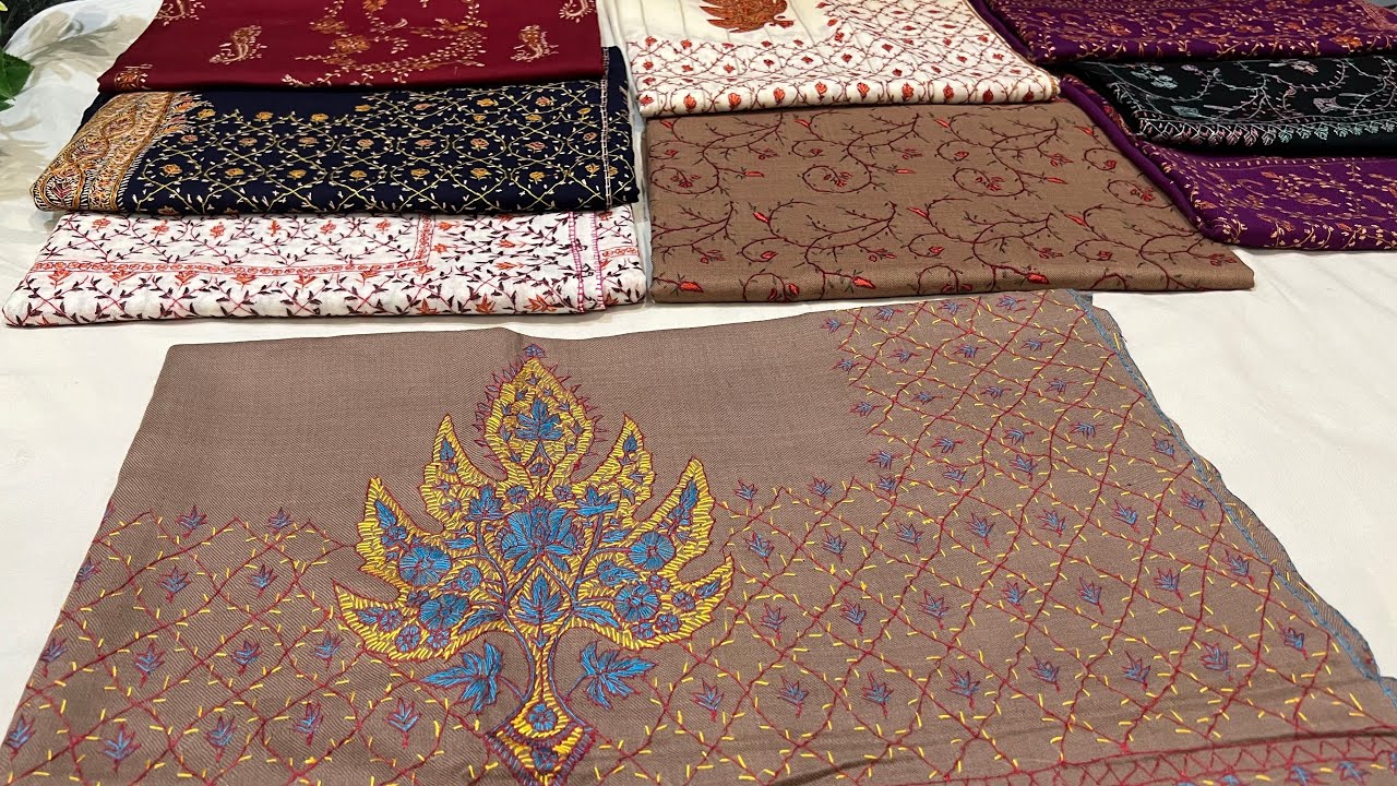 Kashmiri hand work shawls. Sozni shawls. Needle work. Pure Woolen shawl ...