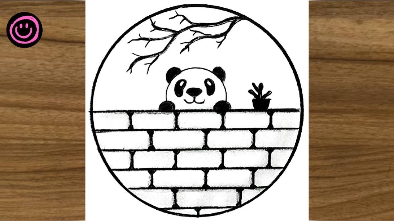 New Circle drawing😍 panda drawings😊easy circle drawing easy circle ...