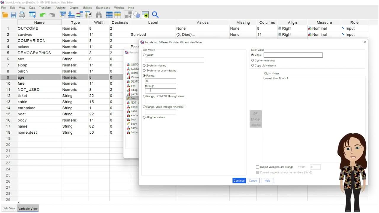(Titanic example) Recoding data in SPSS - YouTube